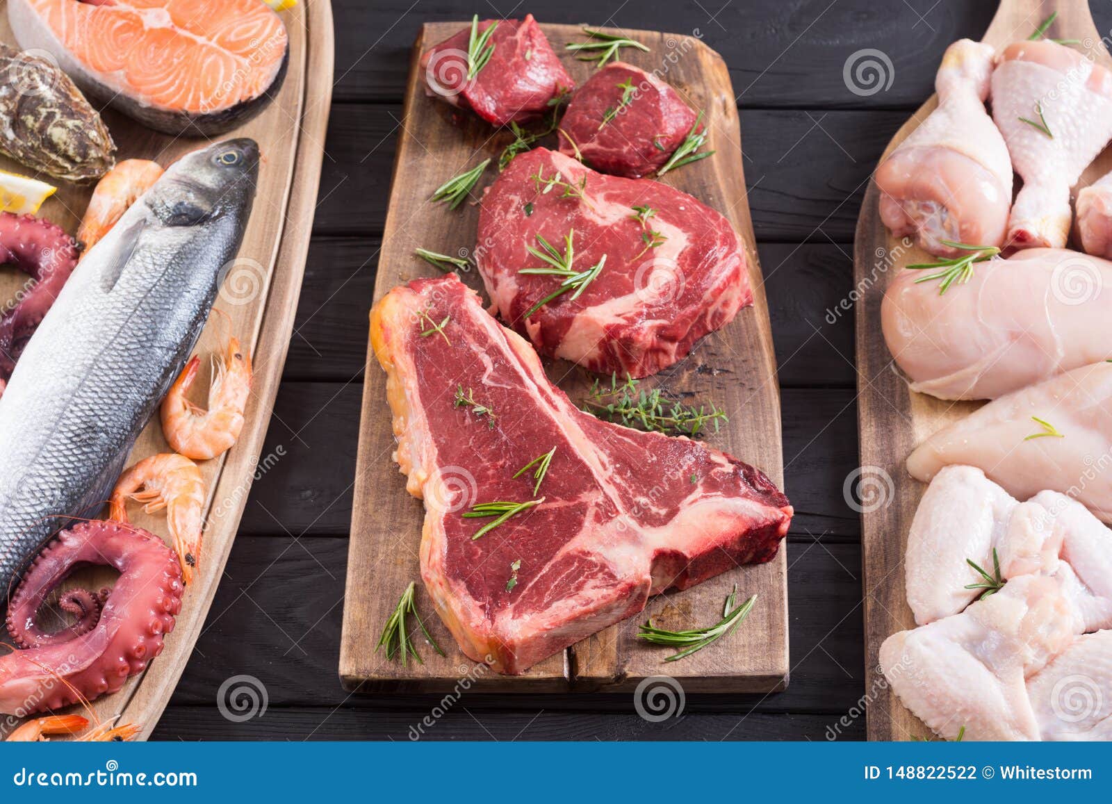 Assortment of Meat and Seafood Stock Photo - Image of object, beef ...