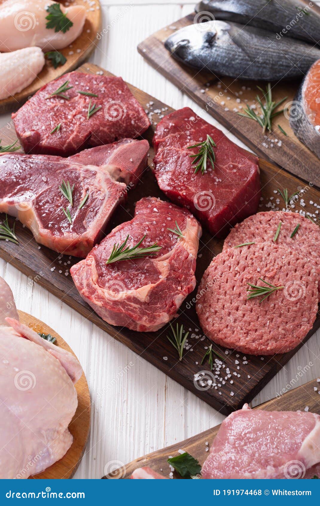 Assortment of Meat and Seafood Stock Photo - Image of fresh, assortment ...