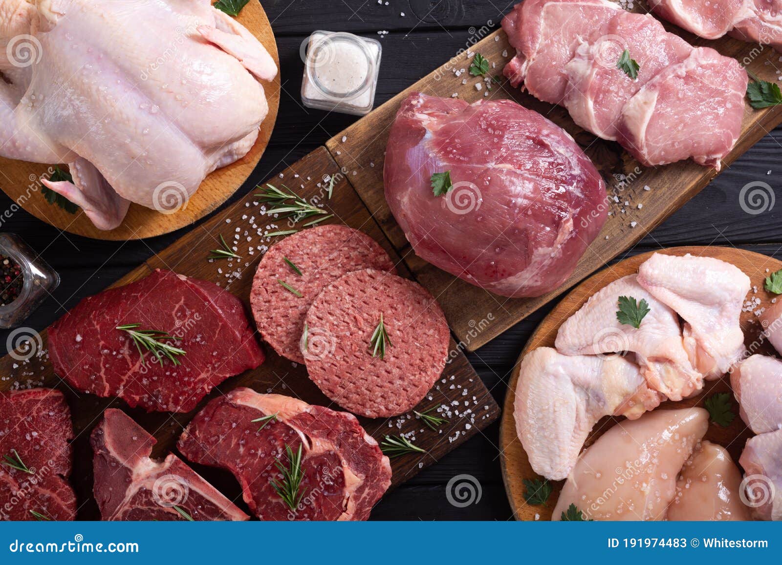 Assortment of Meat and Seafood Stock Image - Image of eating, cooking ...
