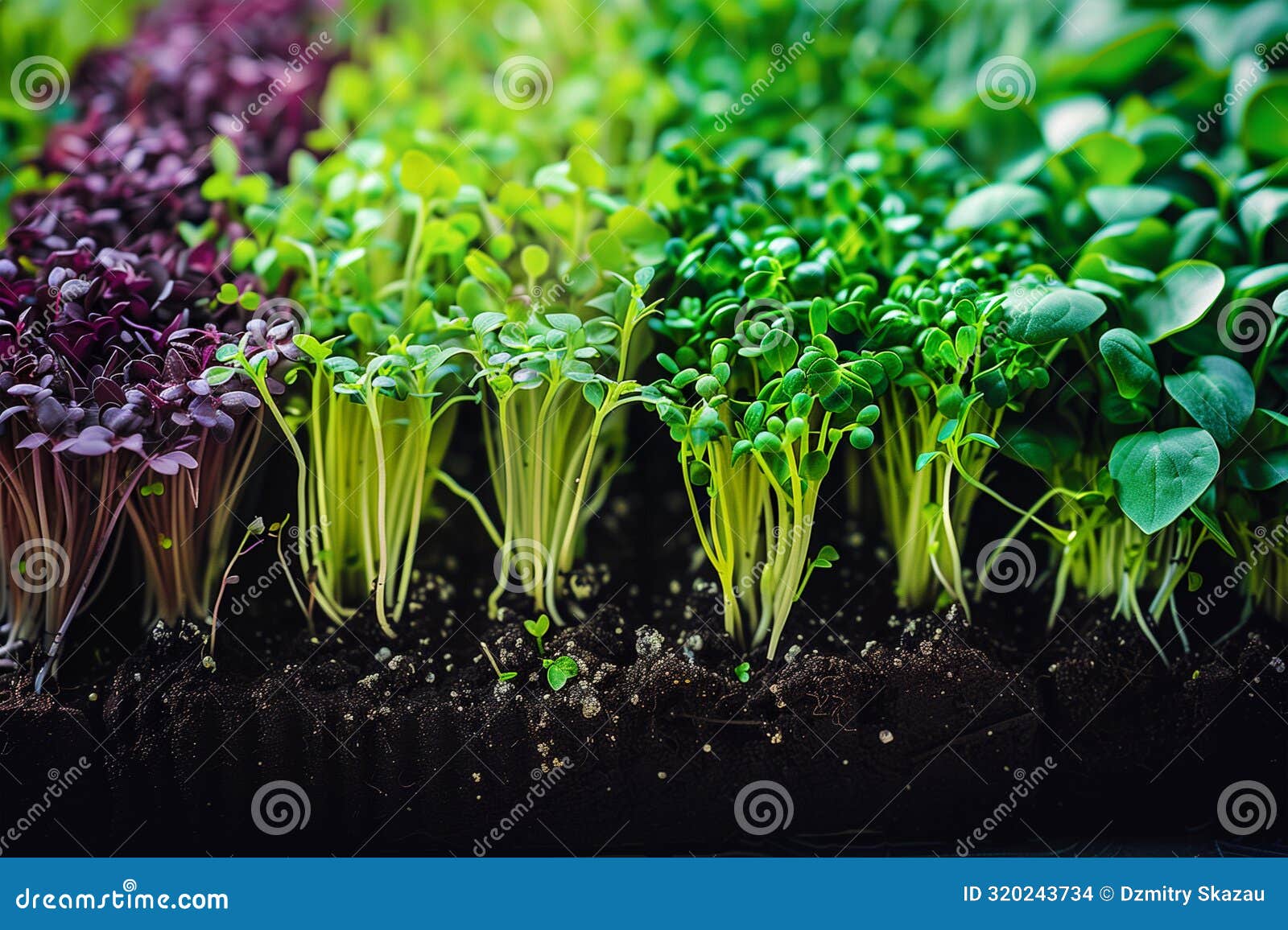 Assortment of Microgreens Growing in Soil Stock Photo - Image of ...