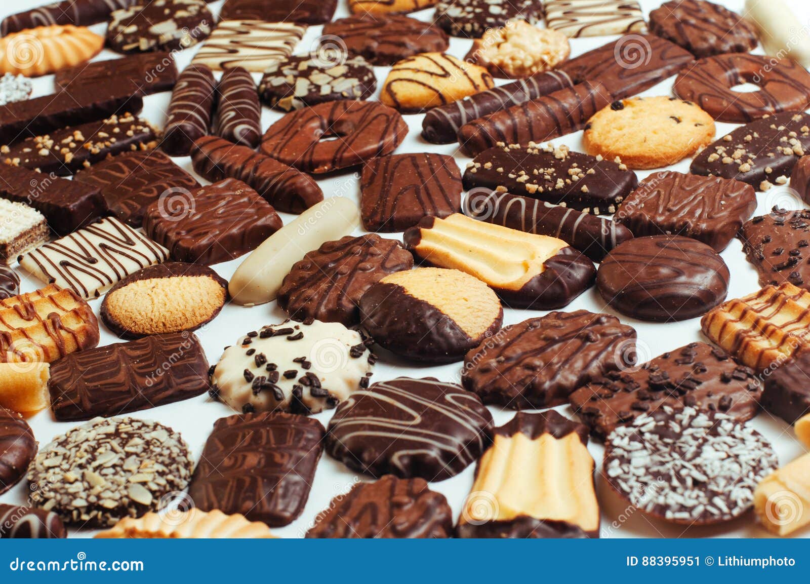 Assortment of Mixed Biscuits Covered with Chocolate Stock Image - Image ...