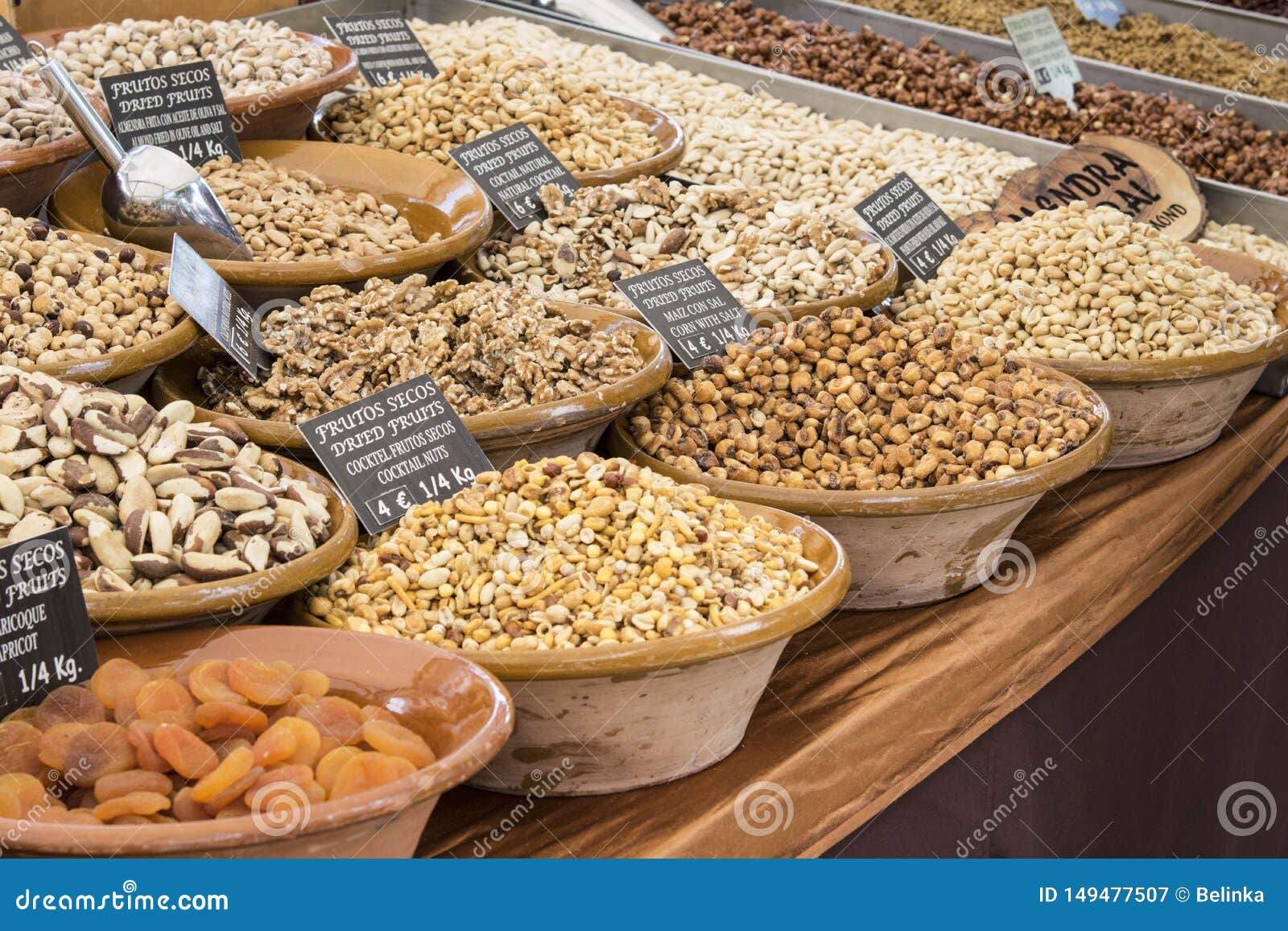 Assortment of Nuts in a Street Market in Spain Stock Image - Image of ...