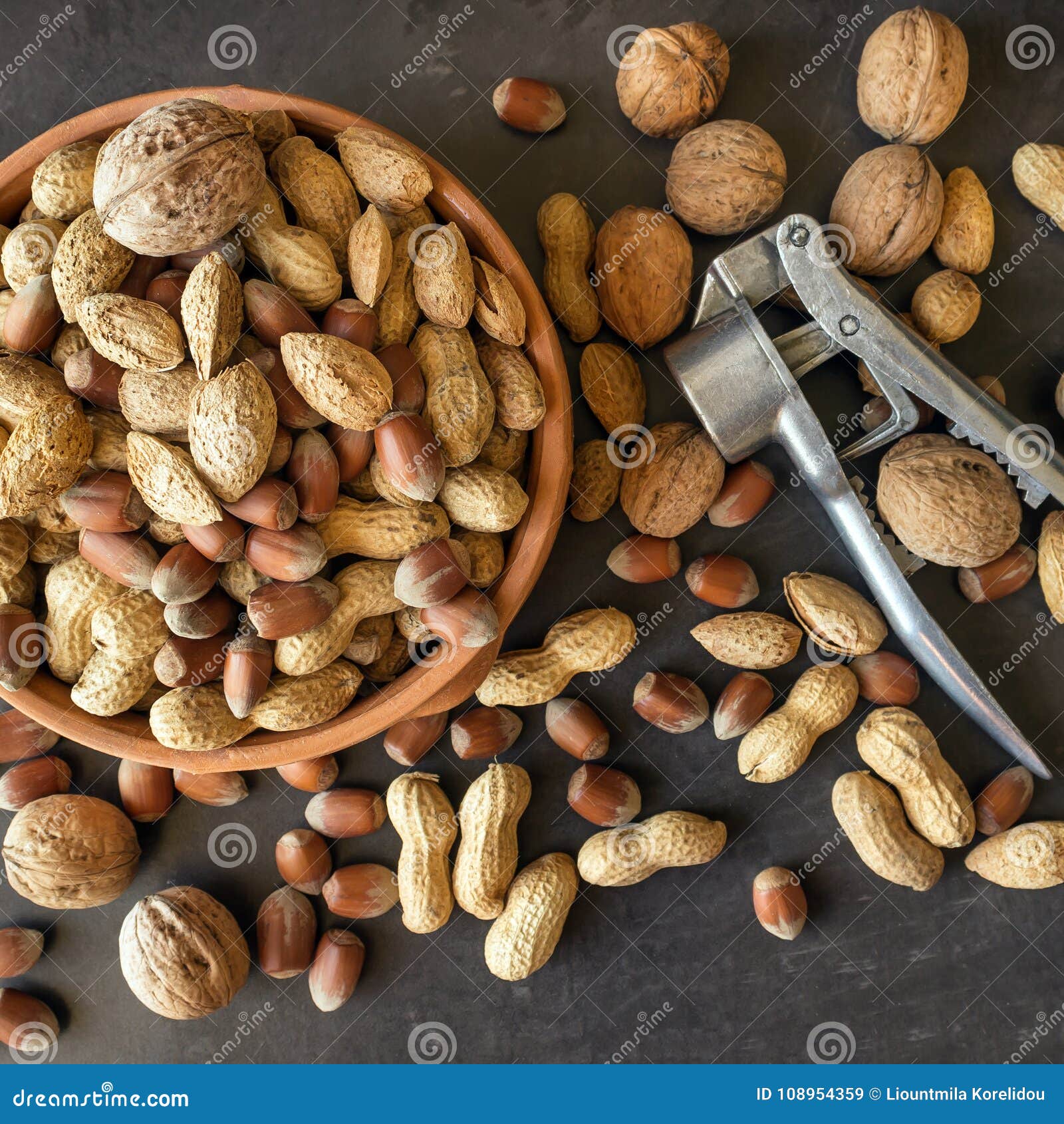 Assortment of Nuts in Their Shell. Different Kinds of Nuts in Stock ...