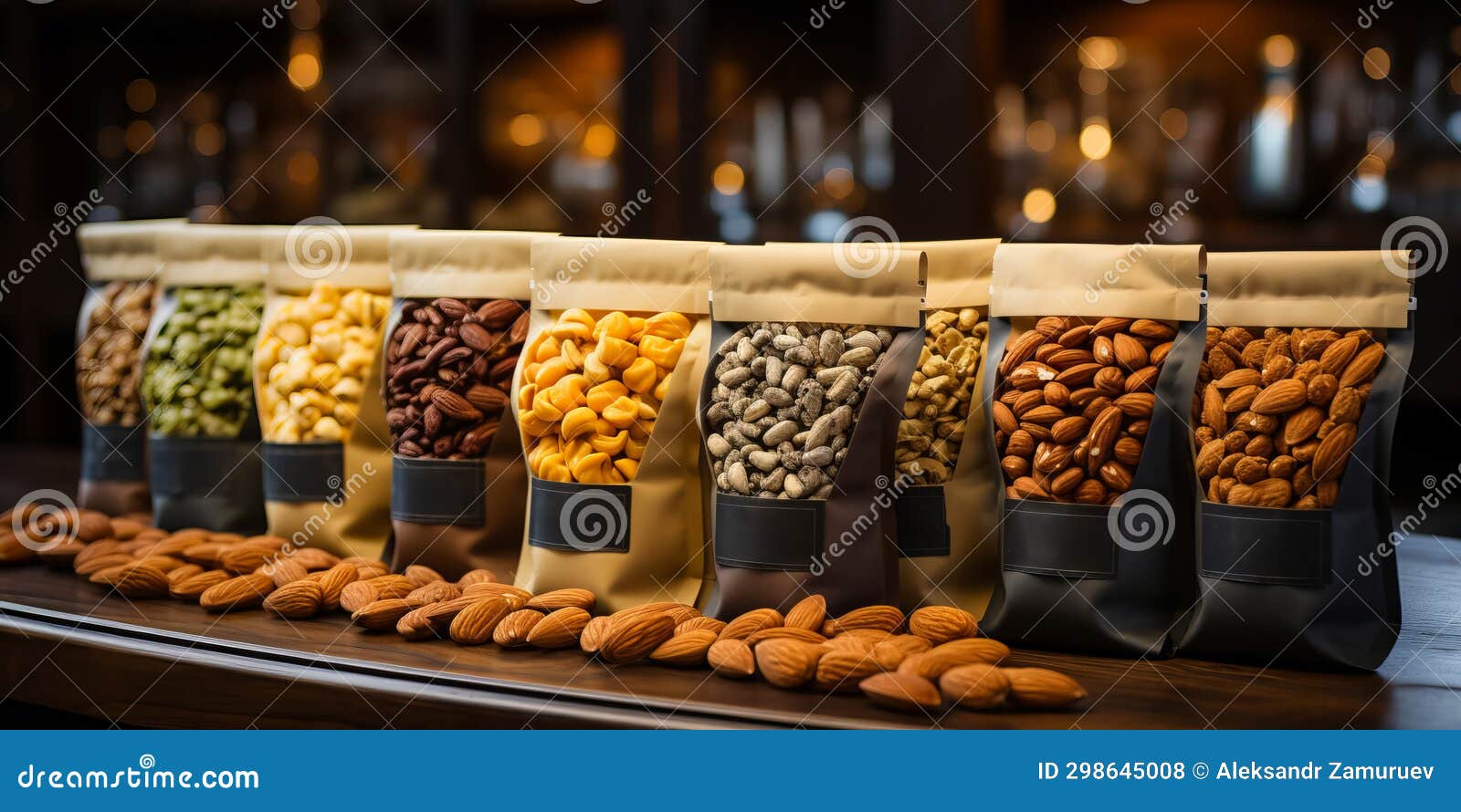 Assortment of Nuts in Transparent Packaging on the Shop Shelf Stock ...