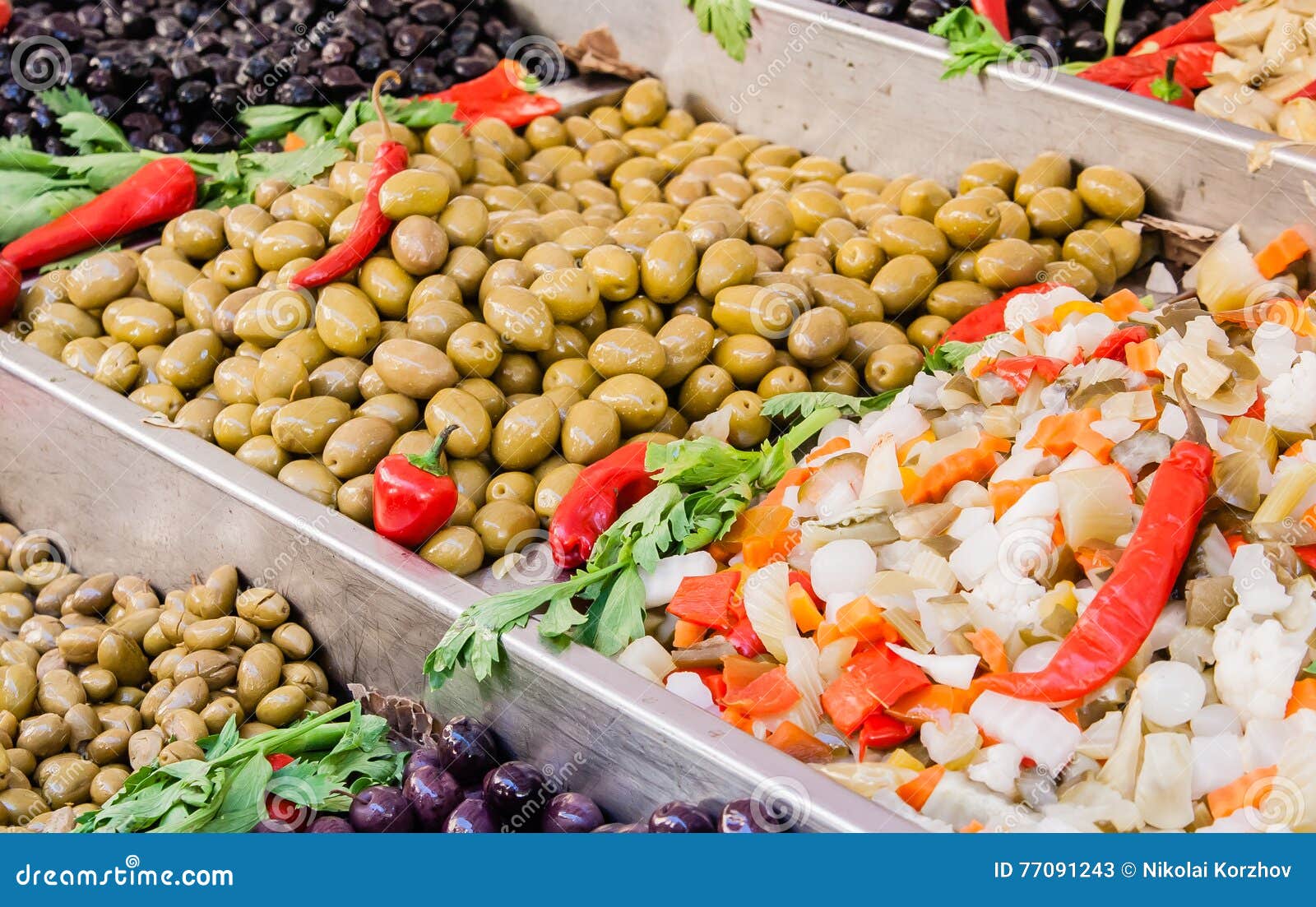 Assortment of Olives and Salads Stock Image - Image of meal, olive ...