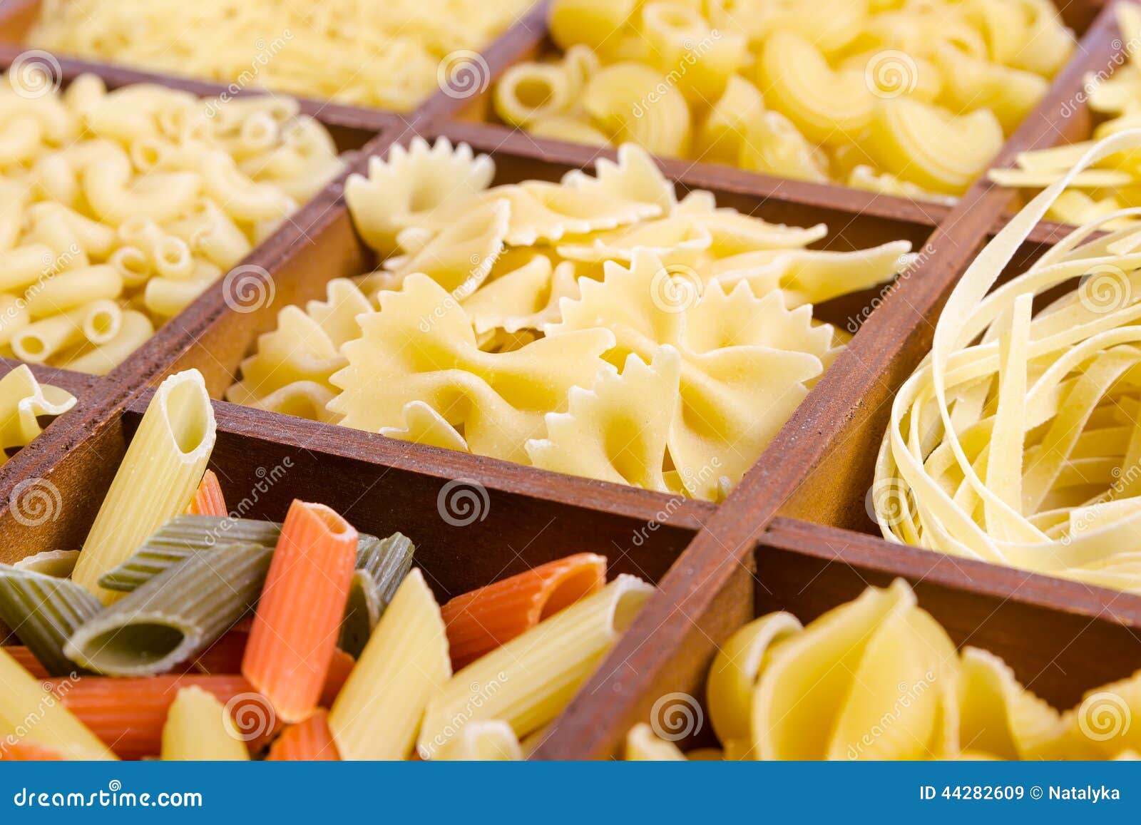 Assortment of pasta stock image. Image of bows, spiral - 44282609