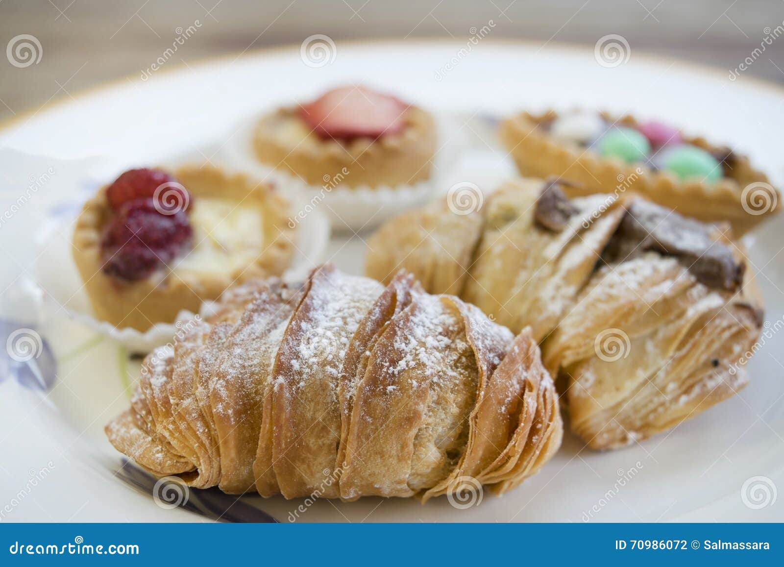 Assortment of Pastries with Cream or Chocolate or Fruit Stock Photo ...