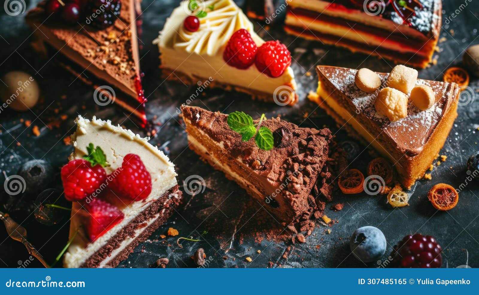 Assortment of Pieces of Cake on Messy Table Stock Image - Image of ...