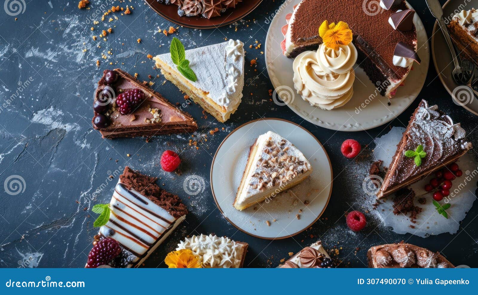 Assortment of Pieces of Cake on Messy Table Stock Photo - Image of ...