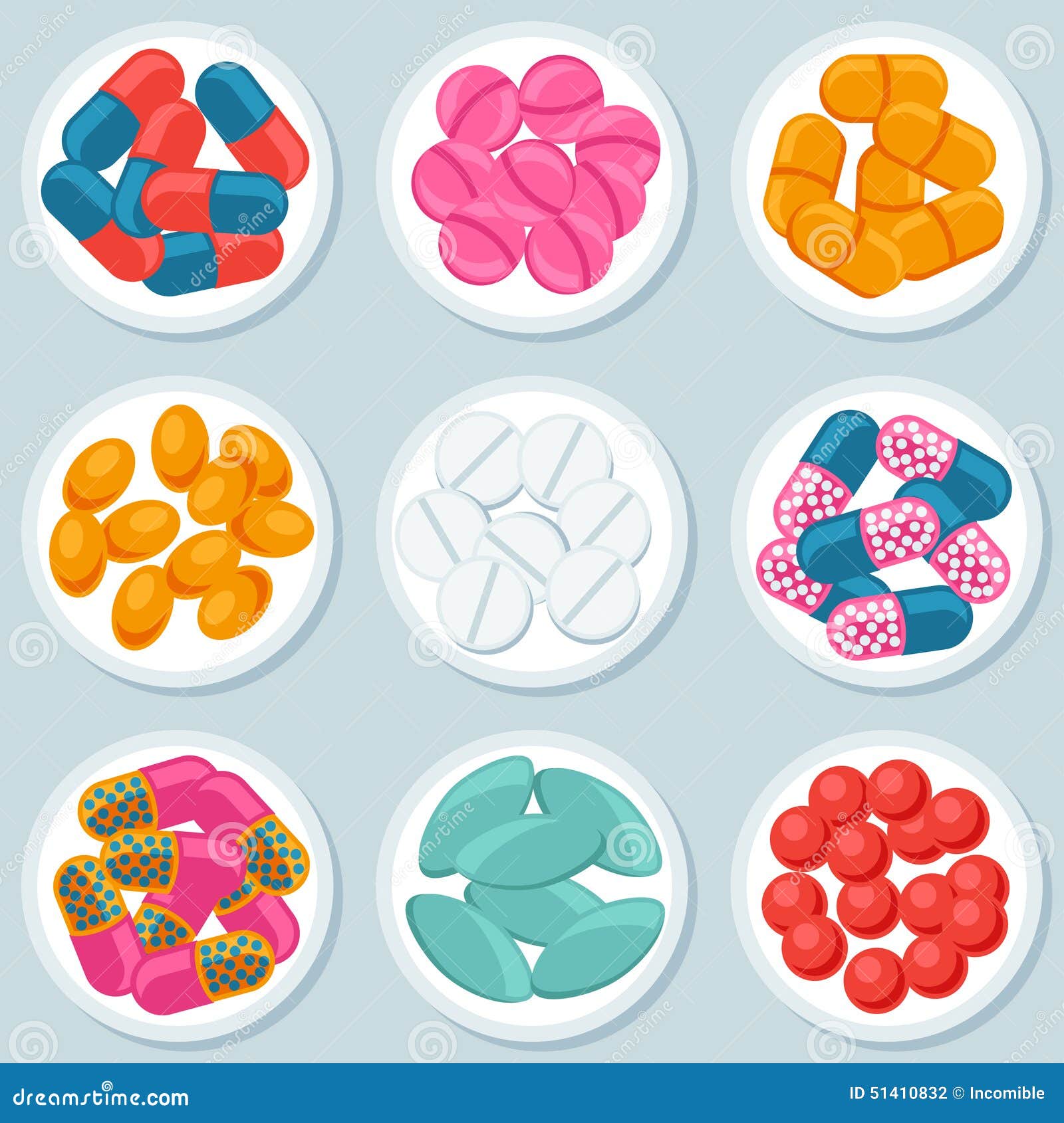 Assortment of Pills and Capsules in Container Stock Vector ...