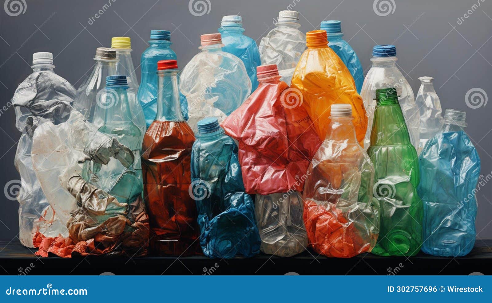 Assortment of Plastic Bottles of Varying Sizes and Colors Stacked in a ...