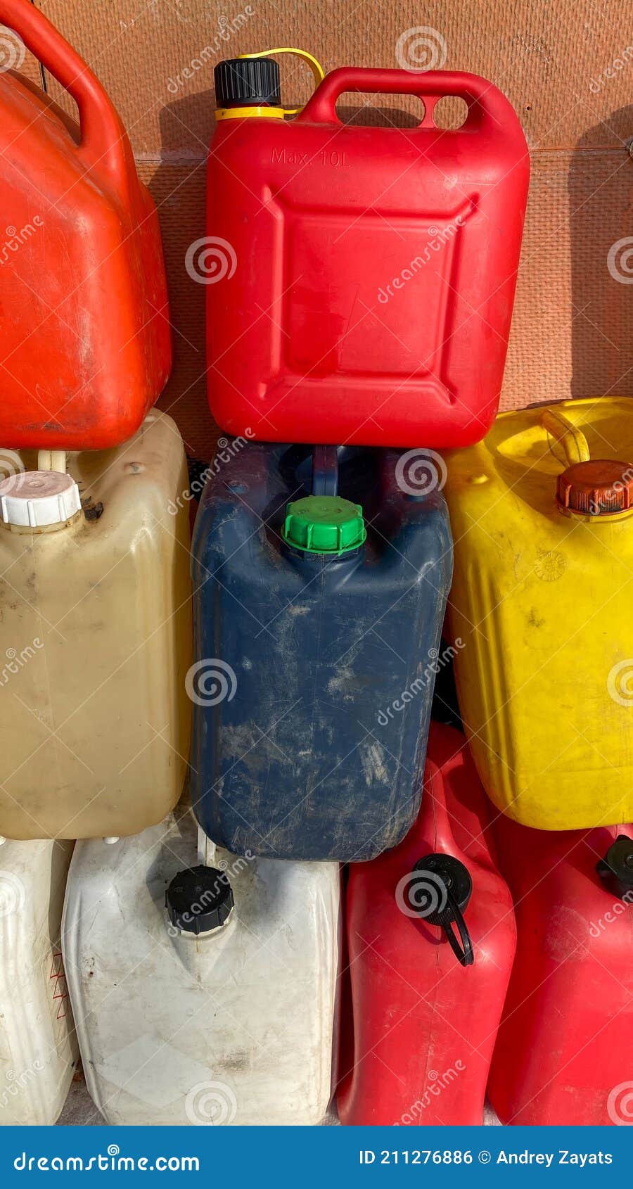 Assortment of Plastic Liquid Canisters. Capacity for Gasoline Stock ...