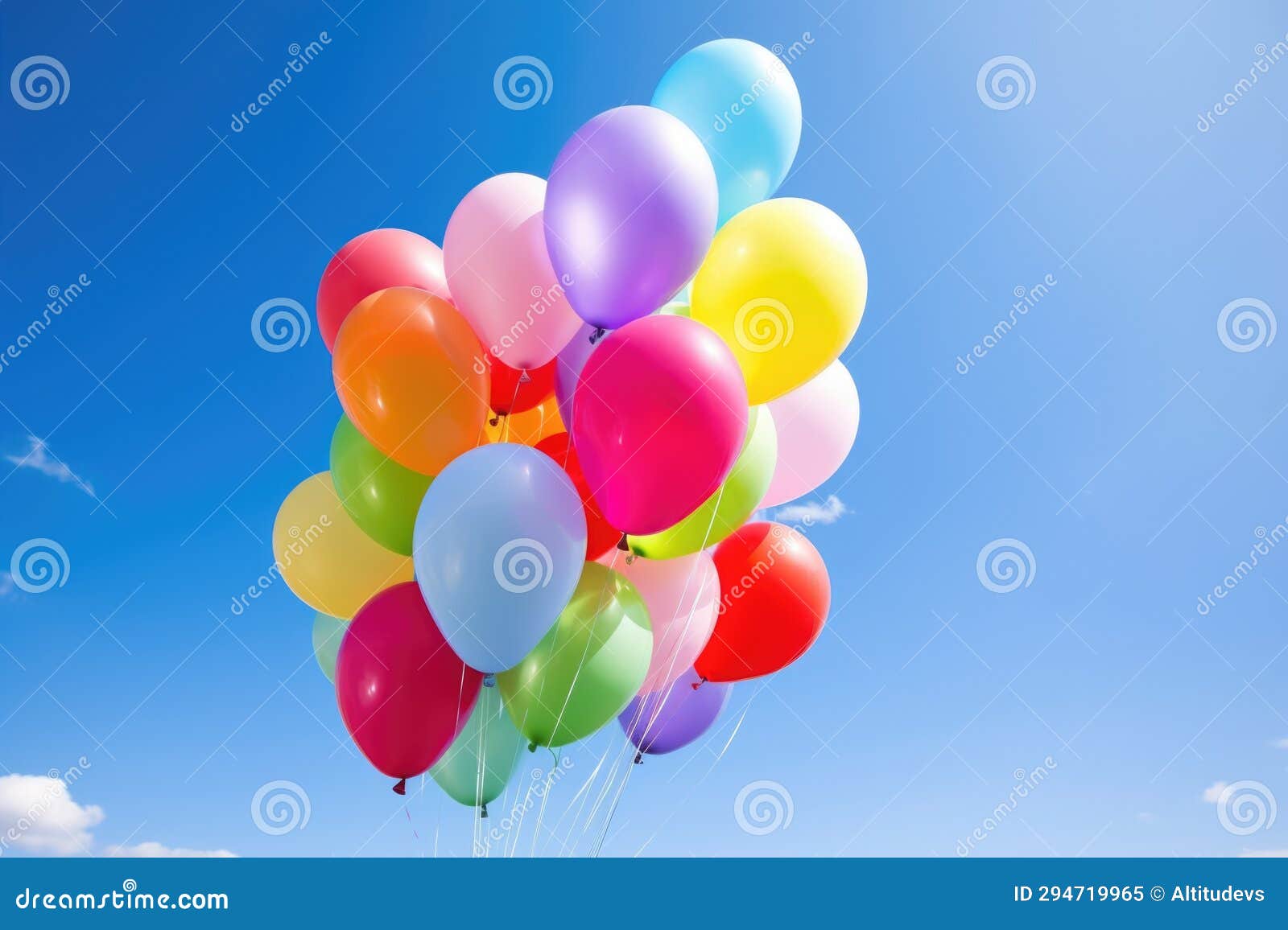 An Assortment of Rainbow Colored Balloons in the Sky Stock Image ...