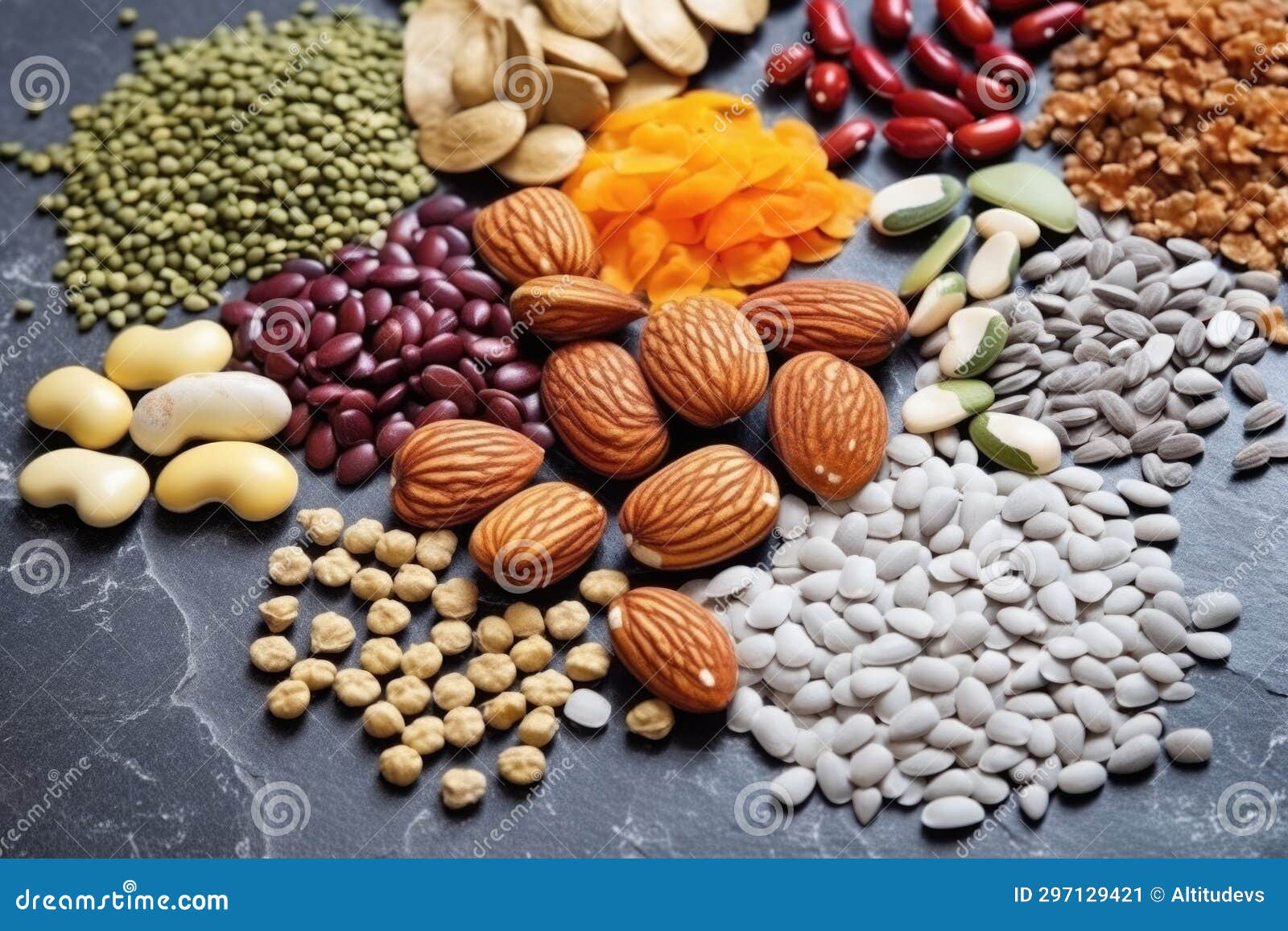 Assortment of Raw Seeds on a Stone Table Stock Image - Image of vegan ...