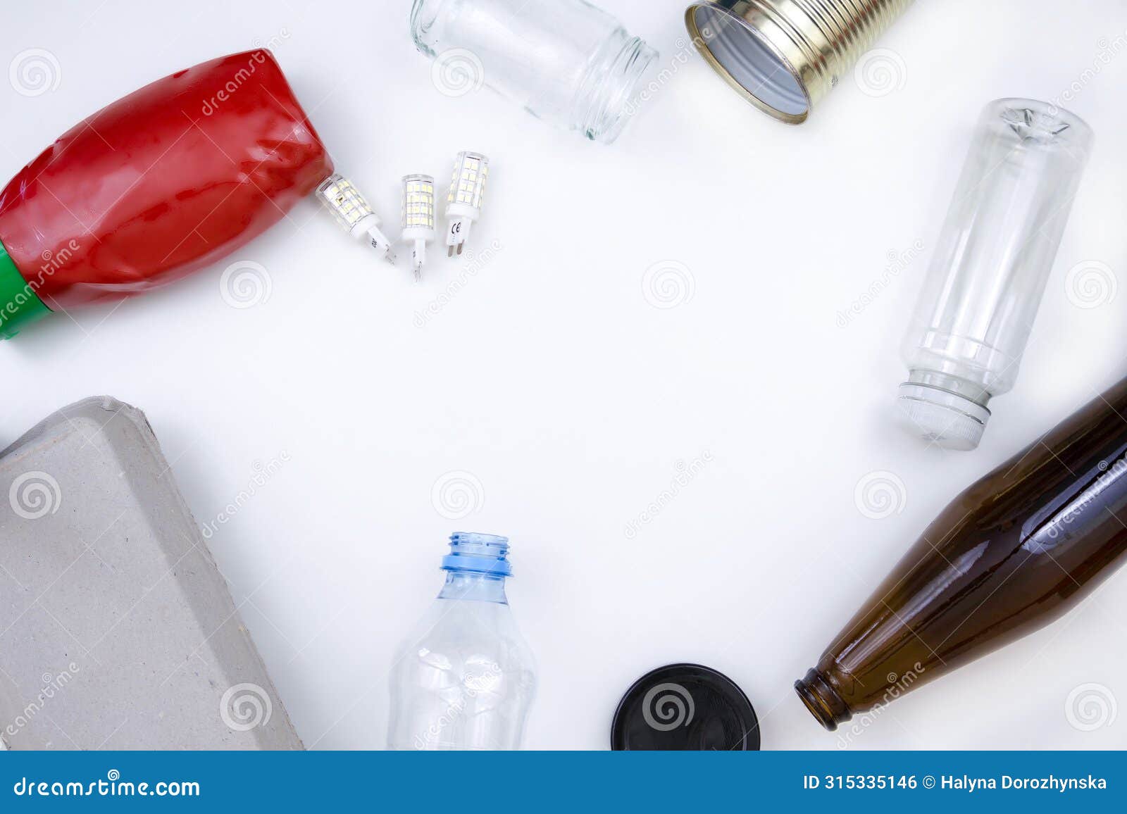 Assortment of Recyclable Materials on a White Surface Stock Photo ...