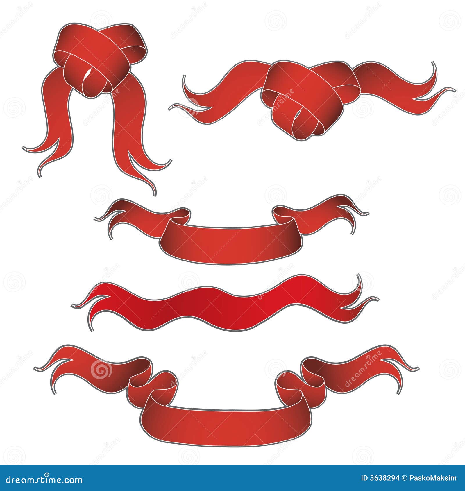 Assortment of red ribbons stock vector. Illustration of decorative ...