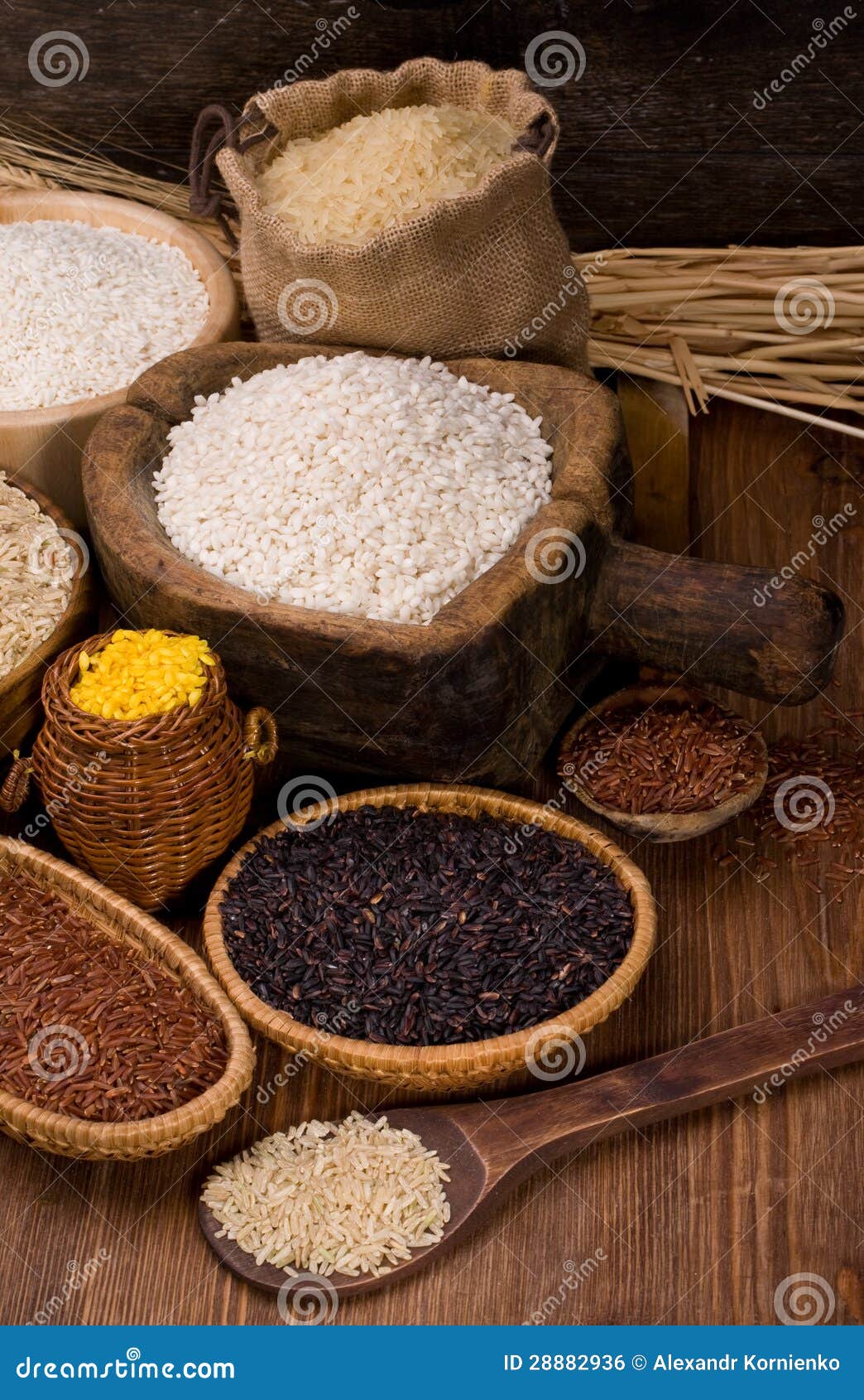 Assortment of rice stock photo. Image of brown, cereal - 28882936