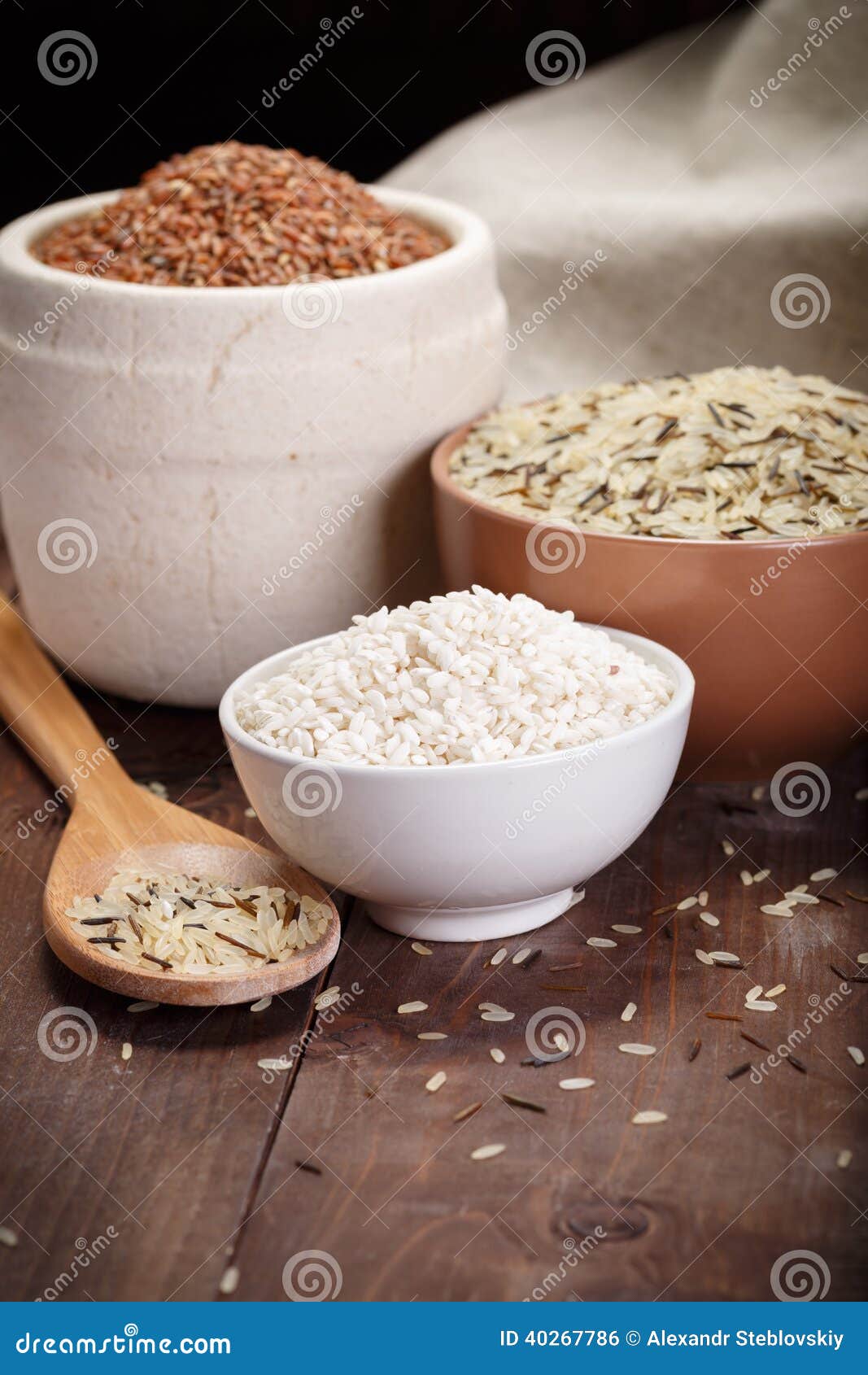 Assortment of rice stock photo. Image of background, nature - 40267786