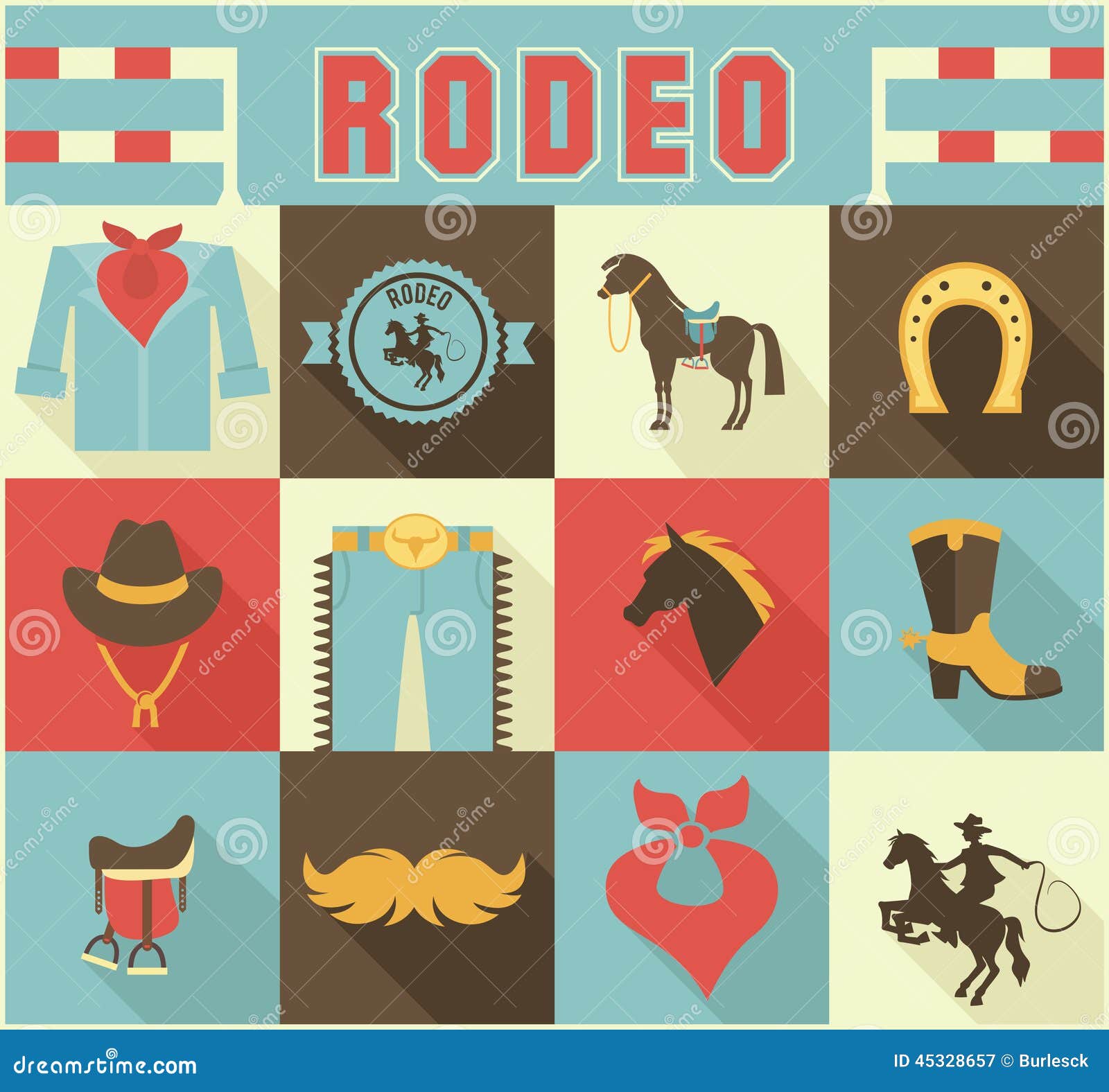 Assortment of Rodeo Themed Icons Stock Vector - Illustration of mount ...