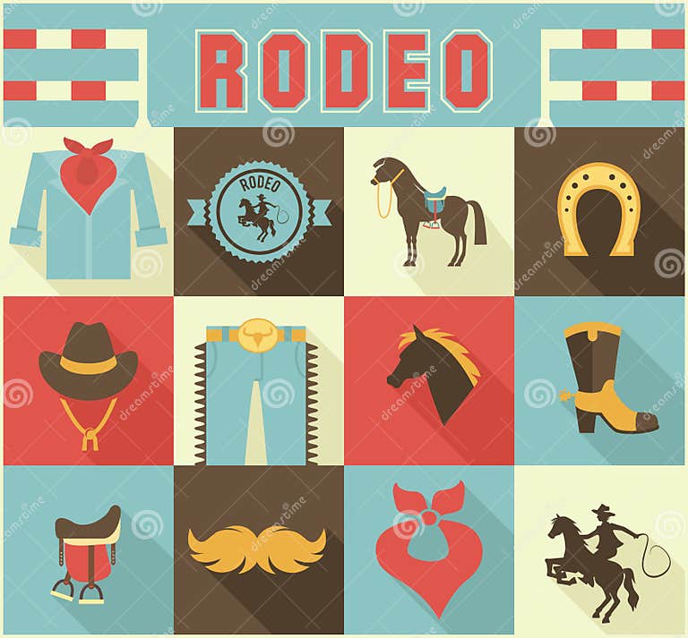 Assortment of Rodeo Themed Icons Stock Vector - Illustration of mount ...