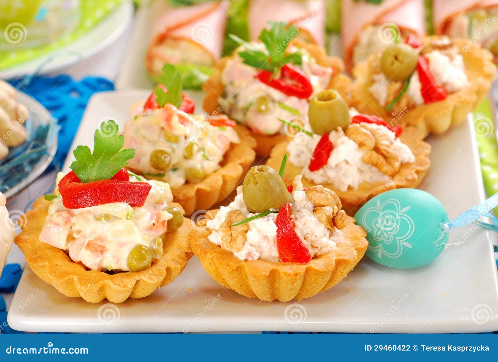Assortment of Salty Mini Tartlets with Various Filling Stock Photo ...