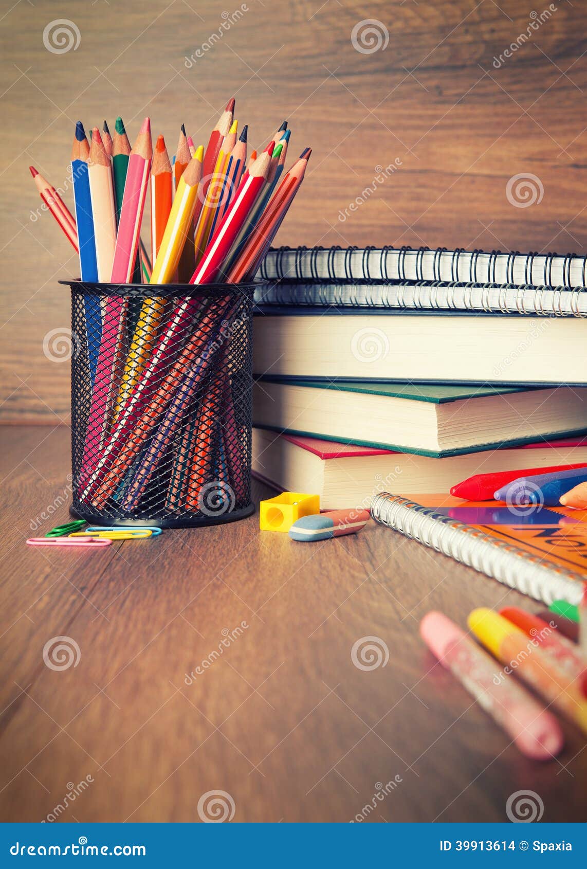 Assortment of School Supplies Stock Photo - Image of pencil, notebook ...
