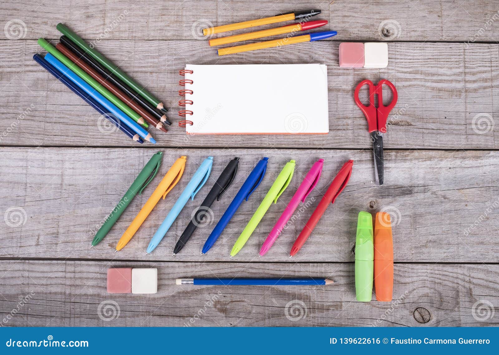 Assortment of School Supplies of Different Colors for the School Stock ...