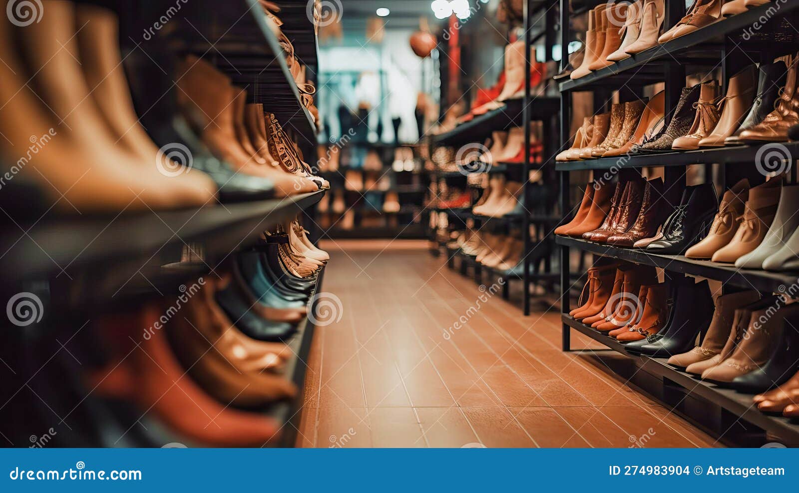 Assortment of Shoes on the Showcase of a Shoe Store. Al Generated Stock ...