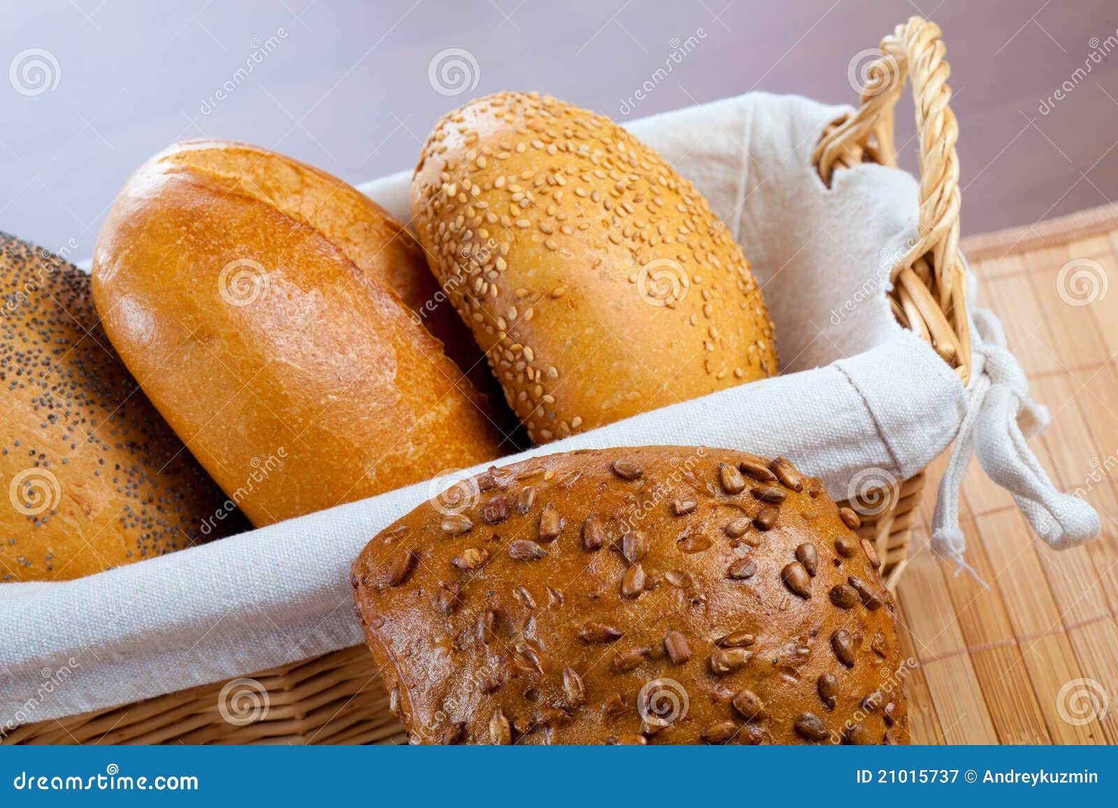 Assortment of Small Breads in Basket Stock Image - Image of buns ...