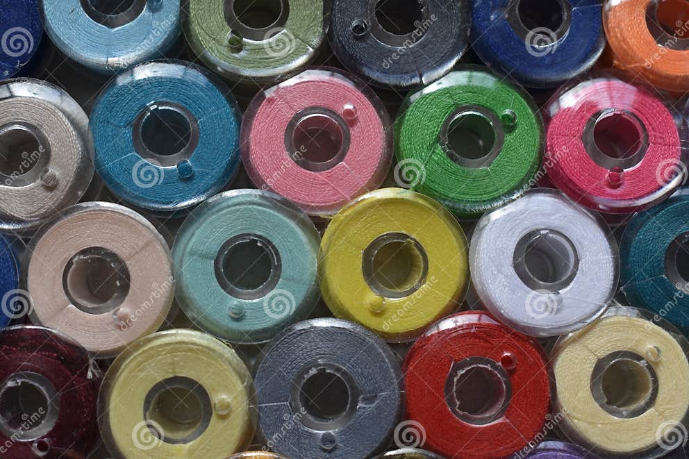 Bobbins of Thread in a Variety of Colors. Stock Image - Image of object ...