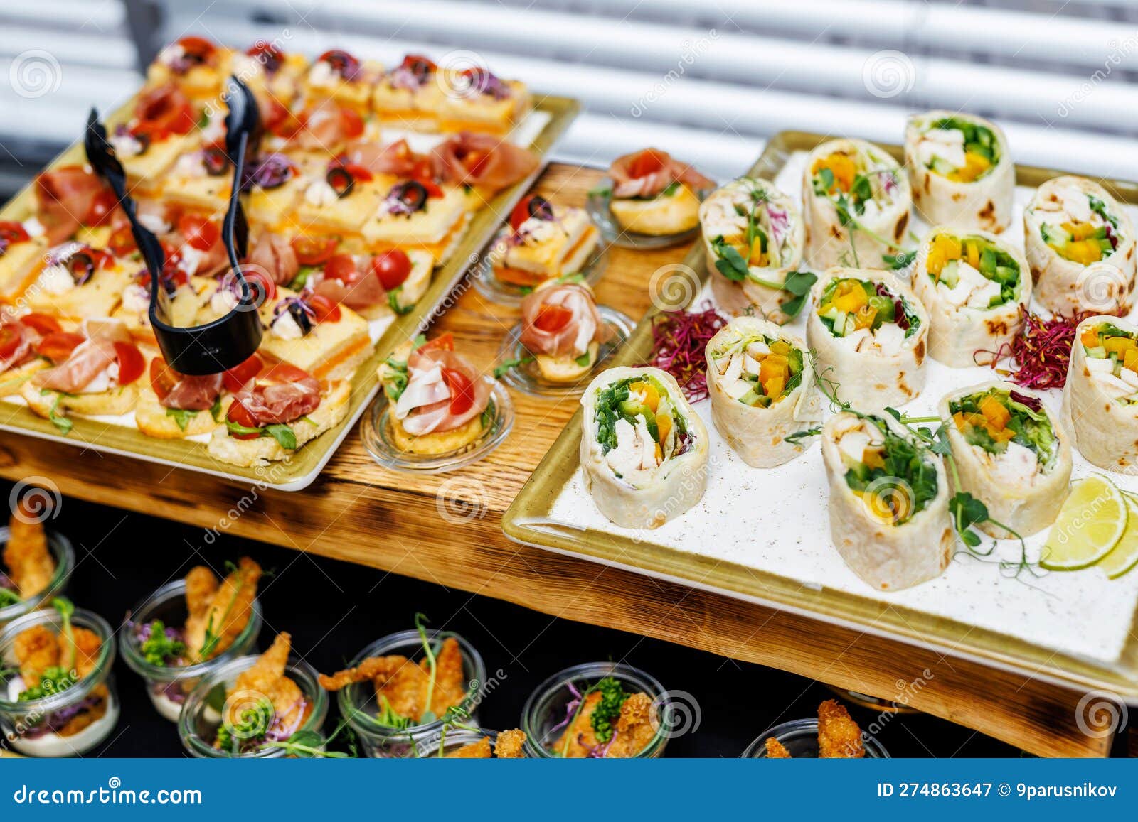 Assortment of Snacks on the Hotel Buffet Table. Stock Image - Image of ...
