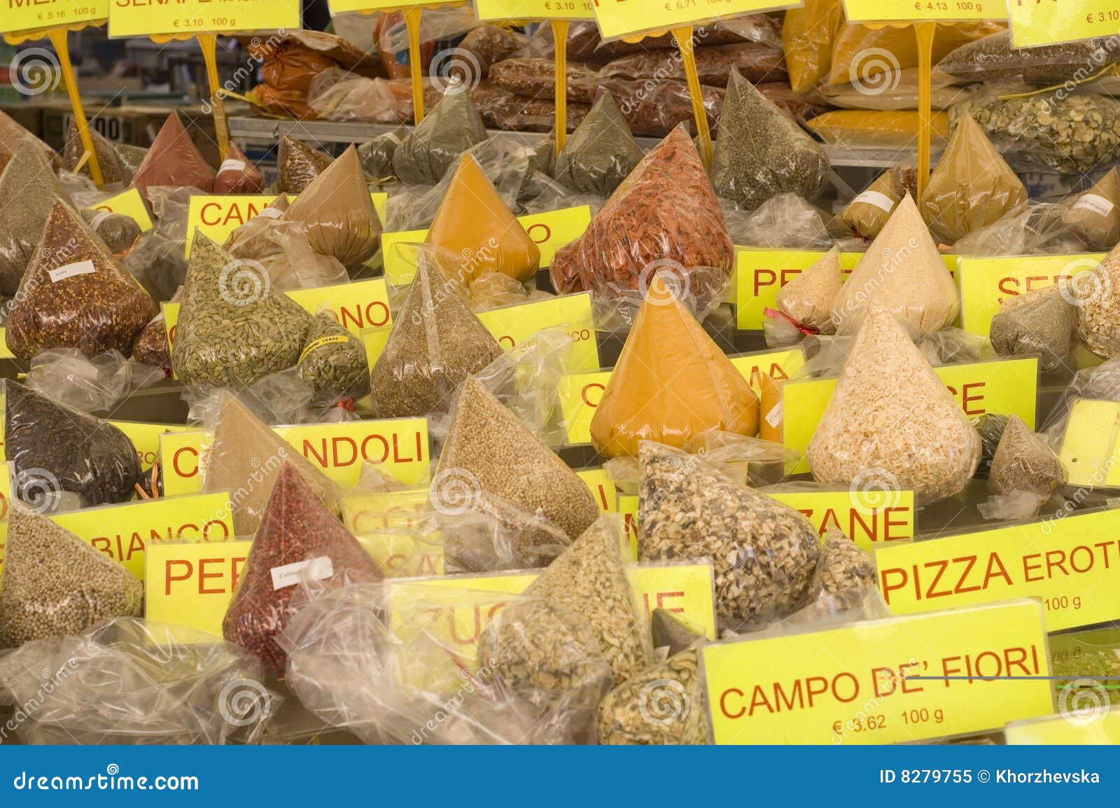Assortment of Spice in Italian Market Stock Image - Image of bazaar ...
