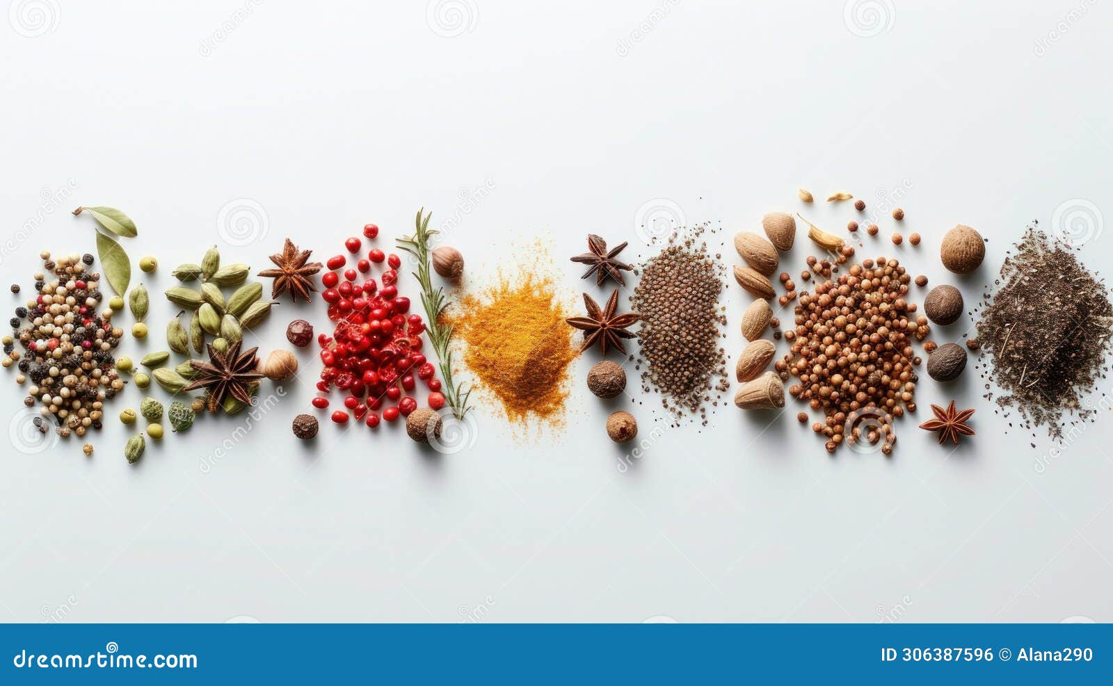 Assortment of Spices on White Background. Spicy Cooking Concept Stock ...