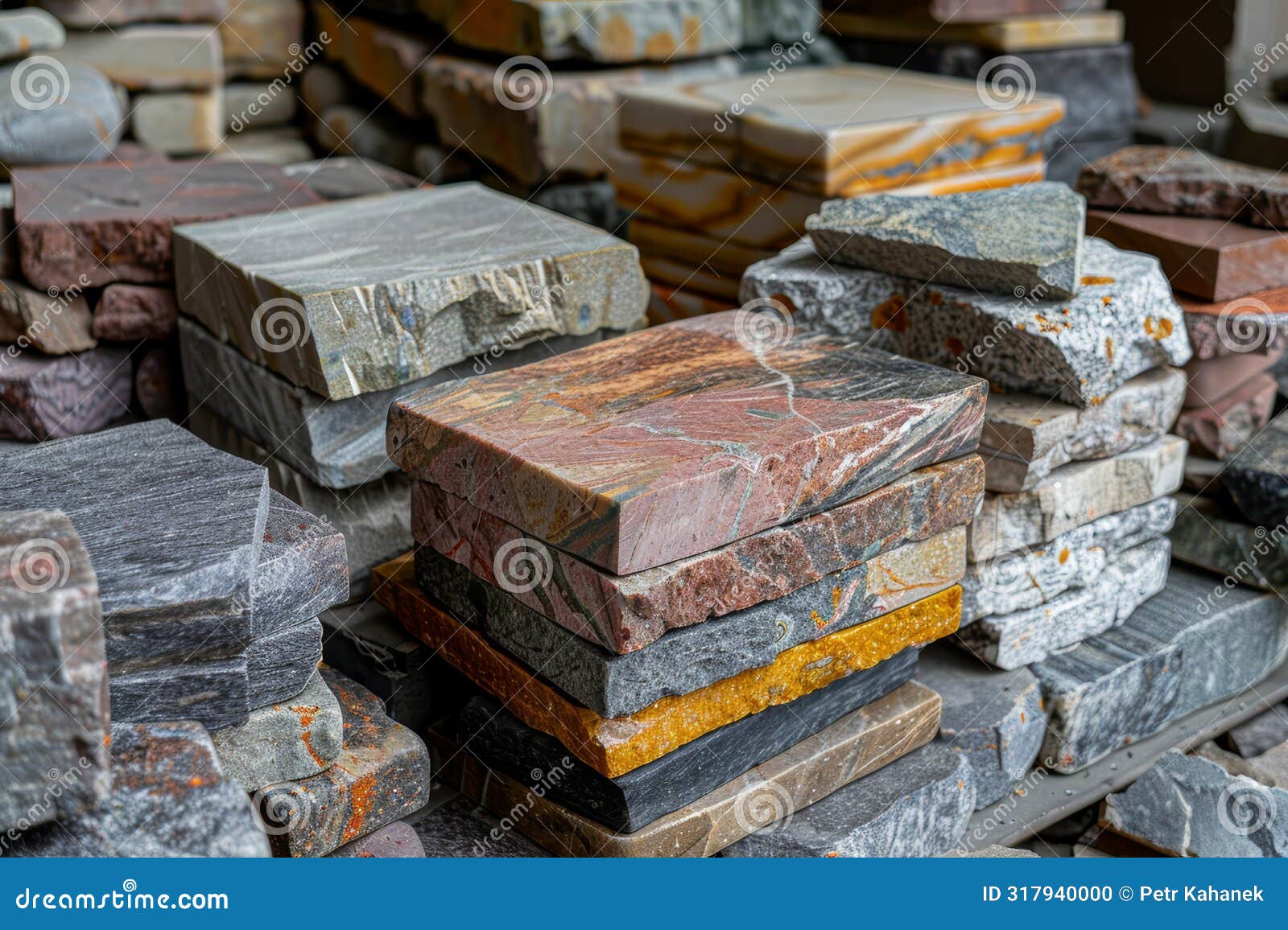 Assortment of Stone Types in a Construction Setting, Featuring Raw ...