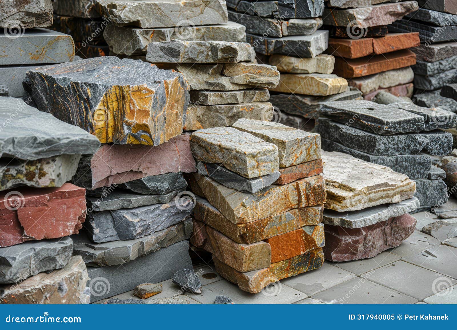 Assortment of Stone Types in a Construction Setting, Featuring Raw ...