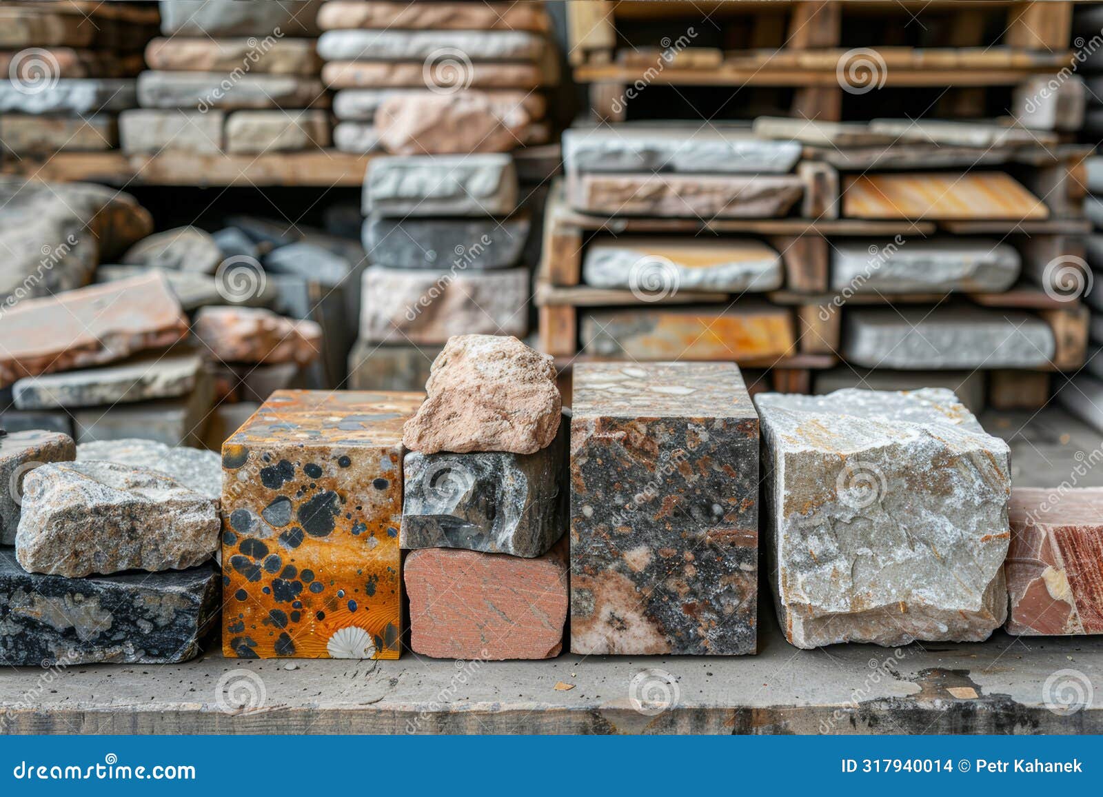 Assortment of Stone Types in a Construction Setting, Featuring Raw ...