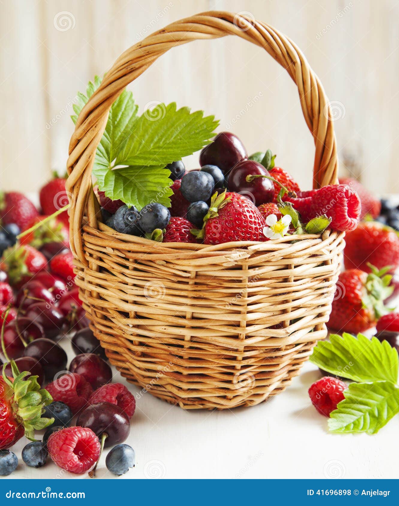 Assortment of Summer Berries in the Basket. Stock Photo - Image of ripe ...