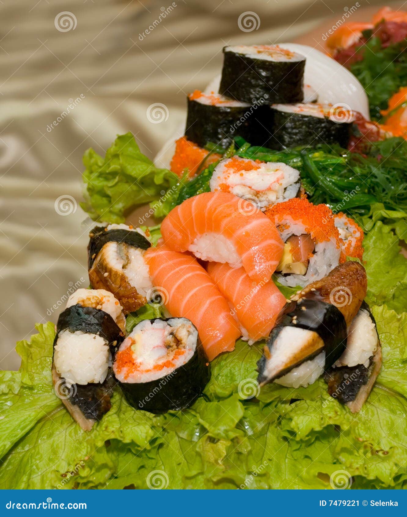 Assortment of Sushi stock image. Image of salmon, vegetable - 7479221