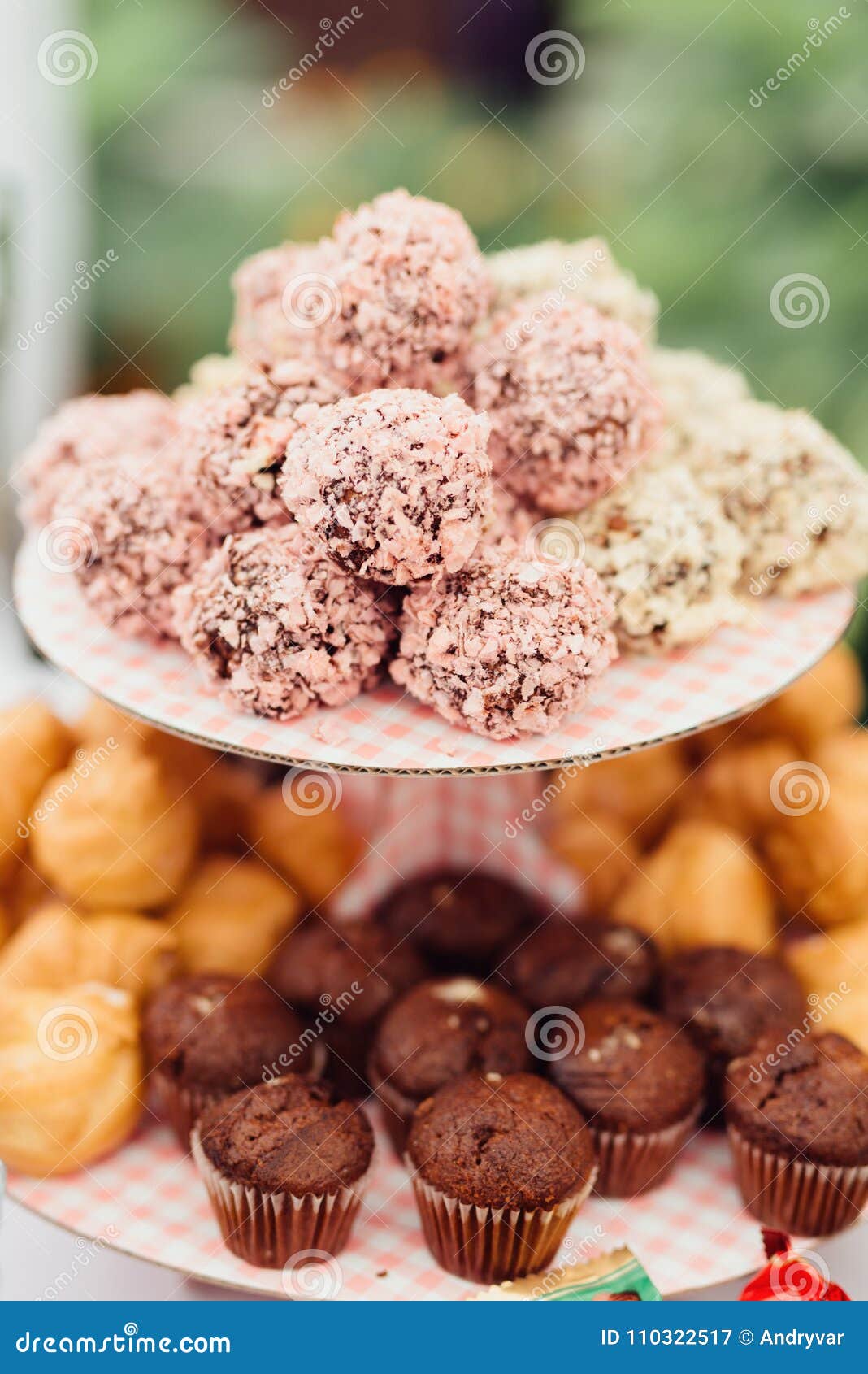 Assortment of Sweet Baked Goods on Beautiful Trays Stock Image - Image ...