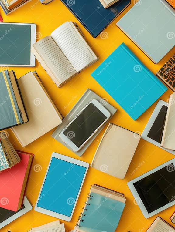 An Assortment of Tablets and E-readers Displaying Educational Materials ...