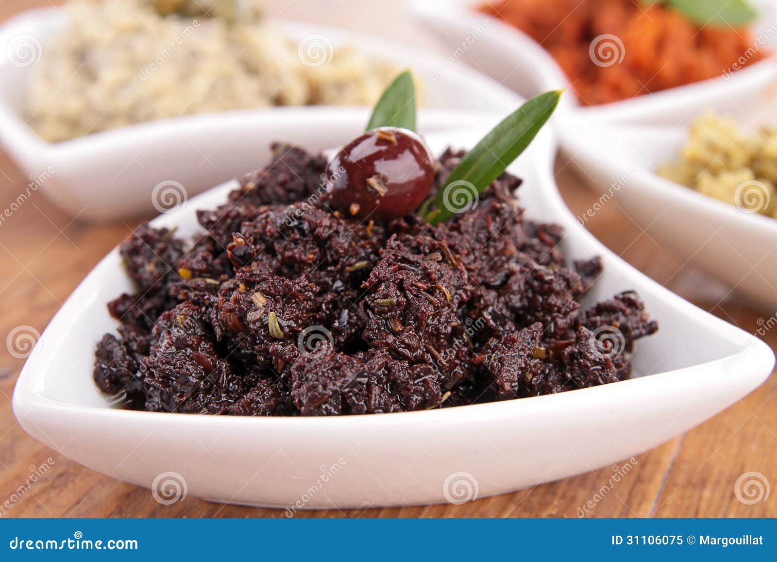 Assortment of tapenade stock image. Image of capers, snack - 31106075