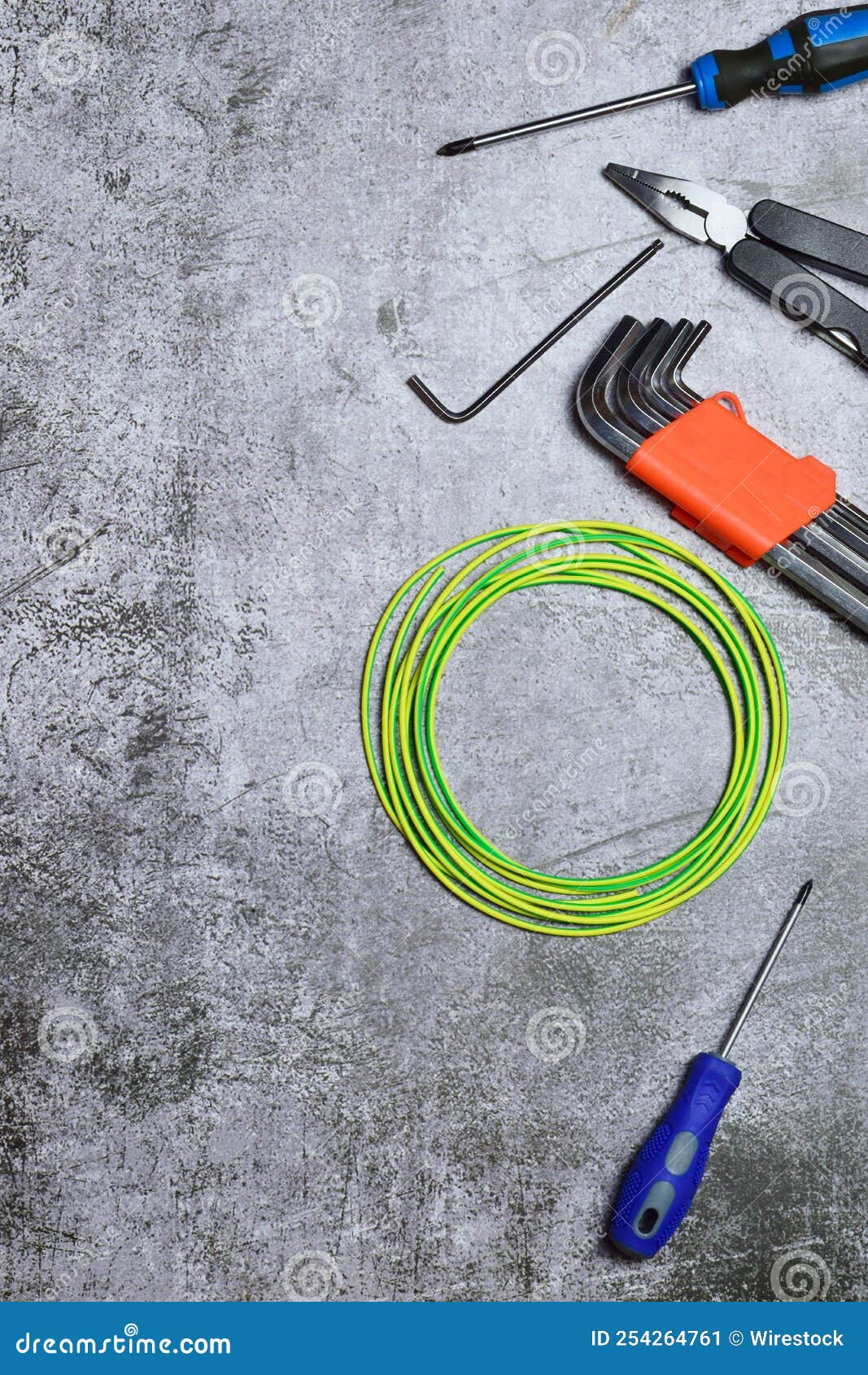Assortment of Tools and Variety Isolated on a Stone Background Stock ...