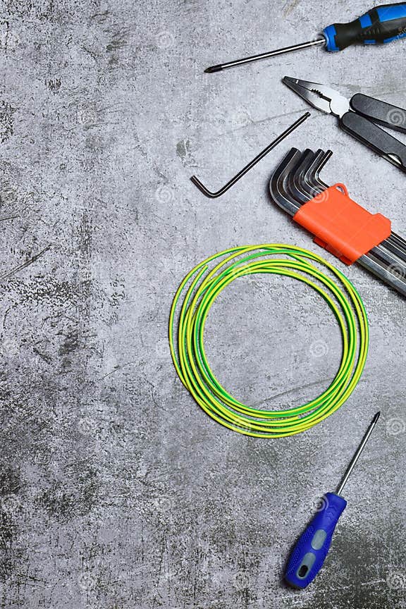 Assortment of Tools and Variety Isolated on a Stone Background Stock Image - Image of variety ...