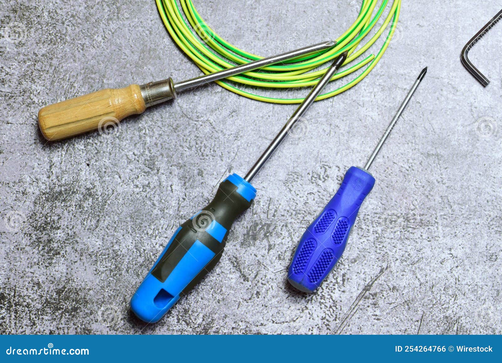 Assortment of Tools and Variety Isolated on a Stone Background Stock ...