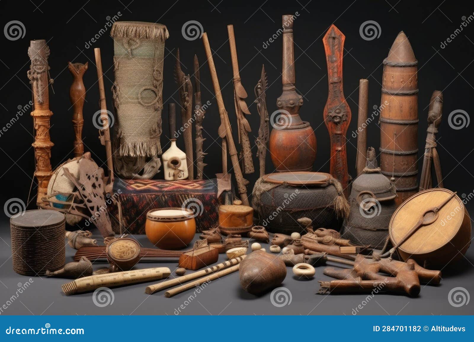 Assortment of Tribal Musical Instruments Stock Illustration ...