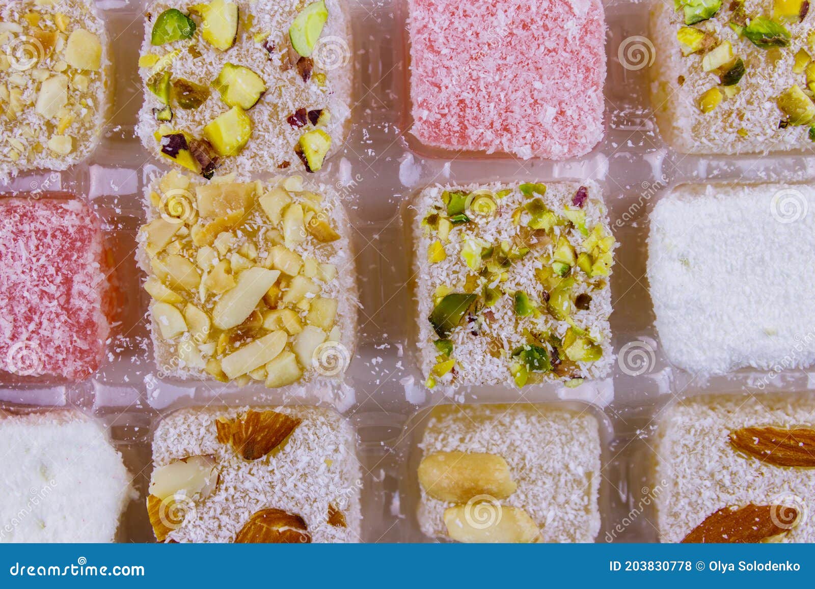 Assortment Turkish Delight in Box Close-up Stock Photo - Image of lokum ...