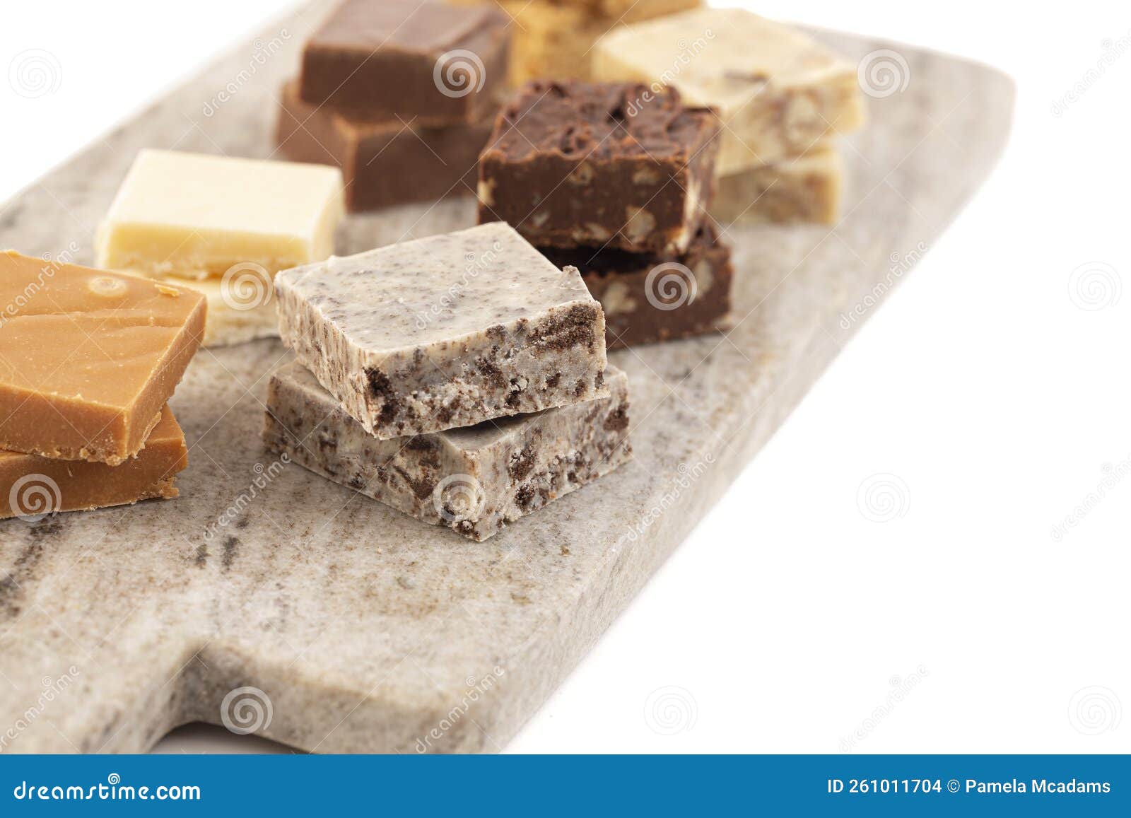 Assortment of Various Flavors of Fudge Isolated on a White Background ...