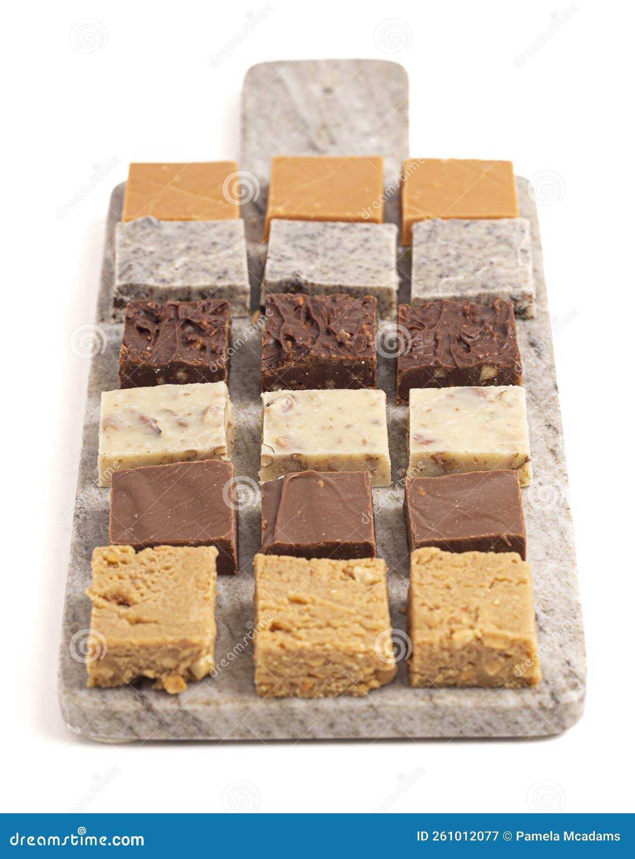 Assortment of Various Flavors of Fudge Isolated on a White Background ...