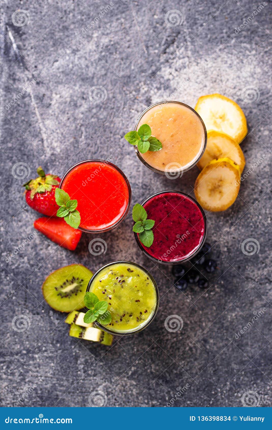 Assortment of Various Healthy Smoothies Stock Photo - Image of fresh ...