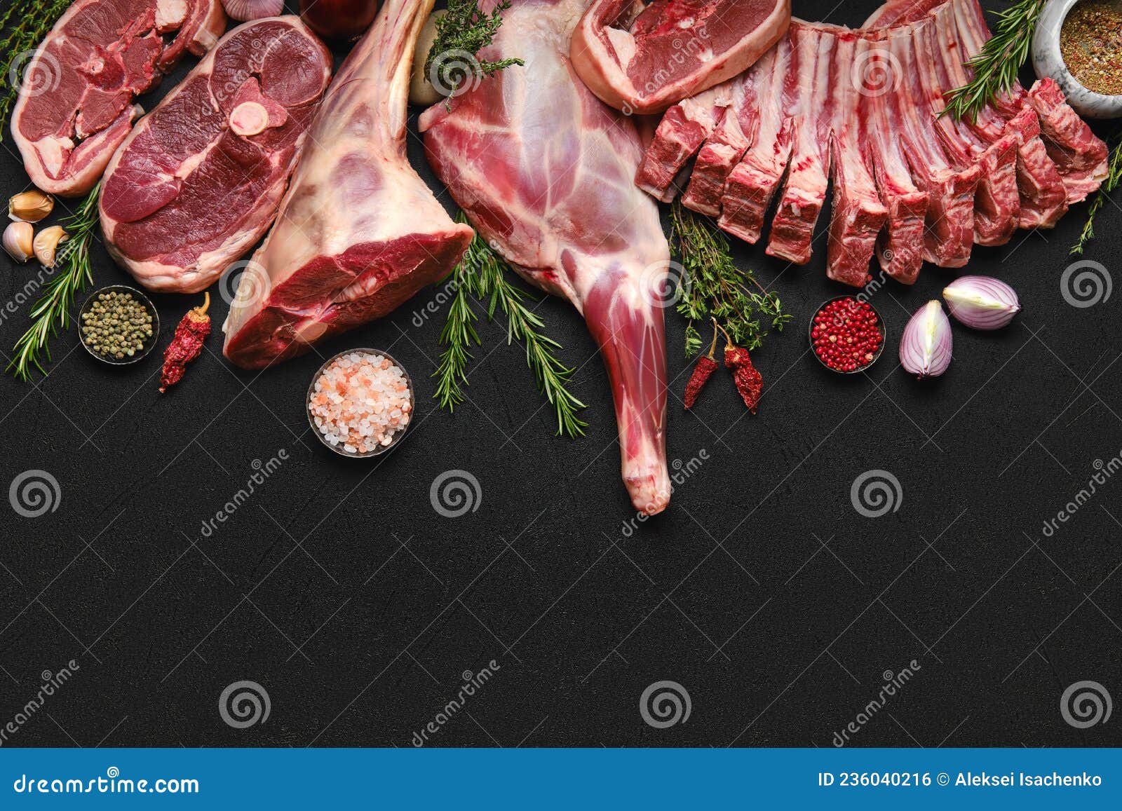 Assortment of Various Raw Lamb Cut Parts Stock Photo - Image of center ...